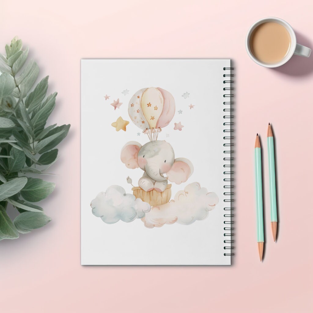 25 Watercolor Elephant Clipart, Pastel Colors, Elephant Balloon ...