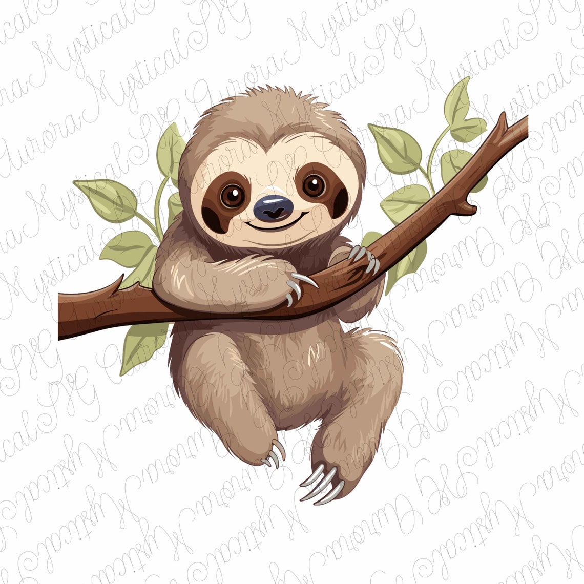 Cartoon Baby Sloth SVG, Hanging Sloth, Lazy Sloth Clipart, Funny Vector ...