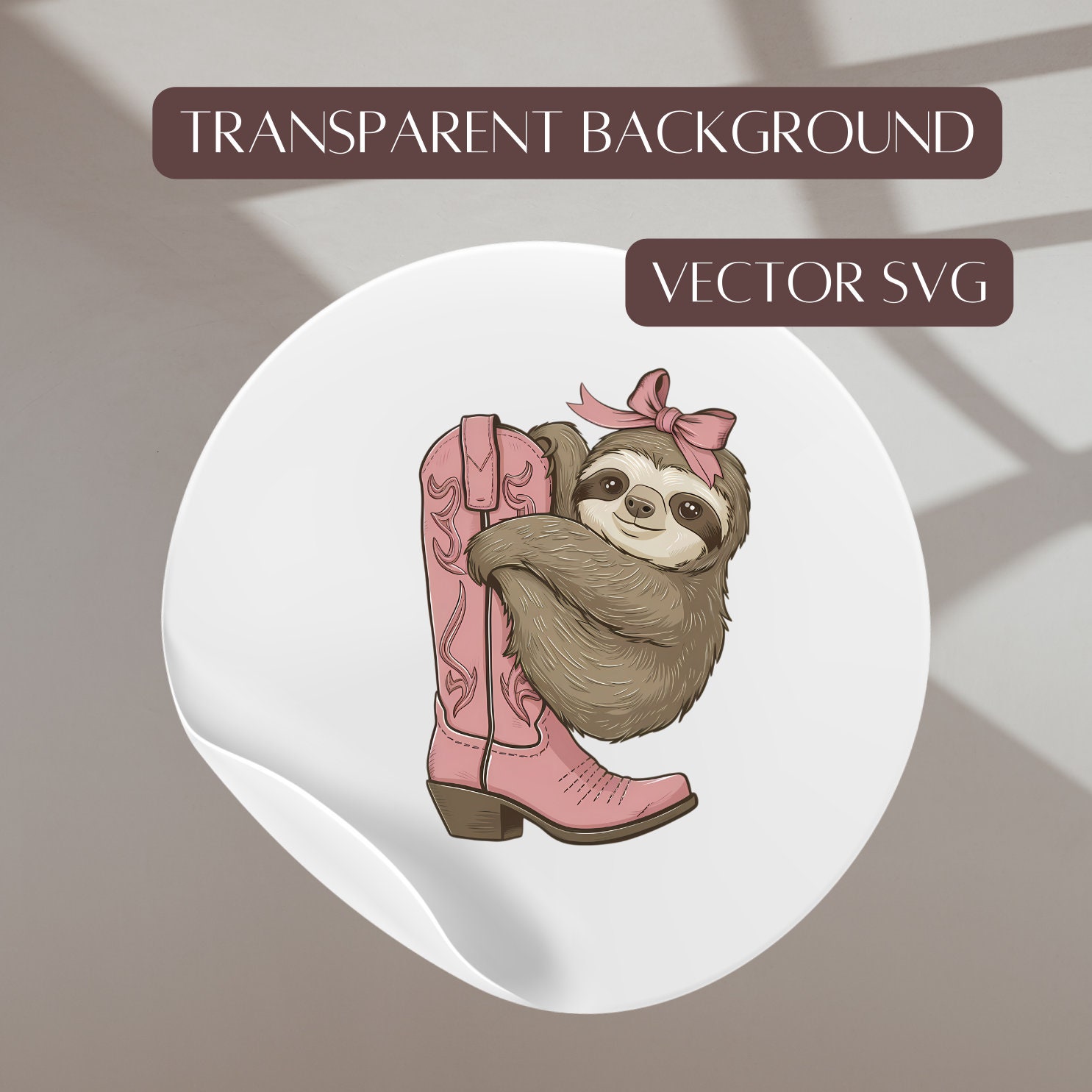 Coquette Sloth, Cowgirl Boot Clipart, Sloth SVG, Coquette PNG, Pink ...