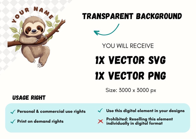 Sloth With Name SVG Bundle, Cartoon Baby Sloth SVG, Hanging Sloth, Lazy ...