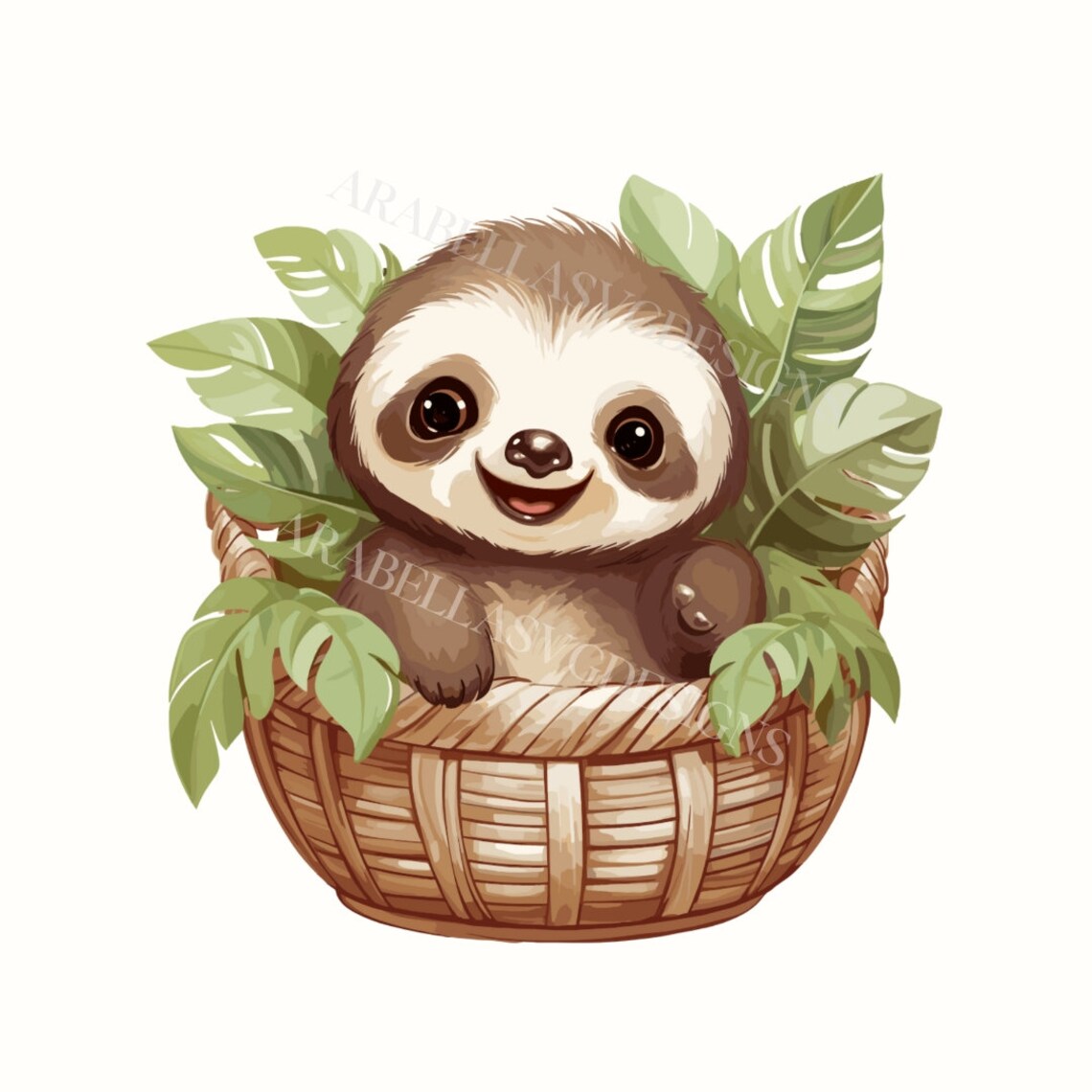 3 Cartoon Baby Sloth SVG, Jungle Animals Clipart, Hanging Sloth, Sloth ...