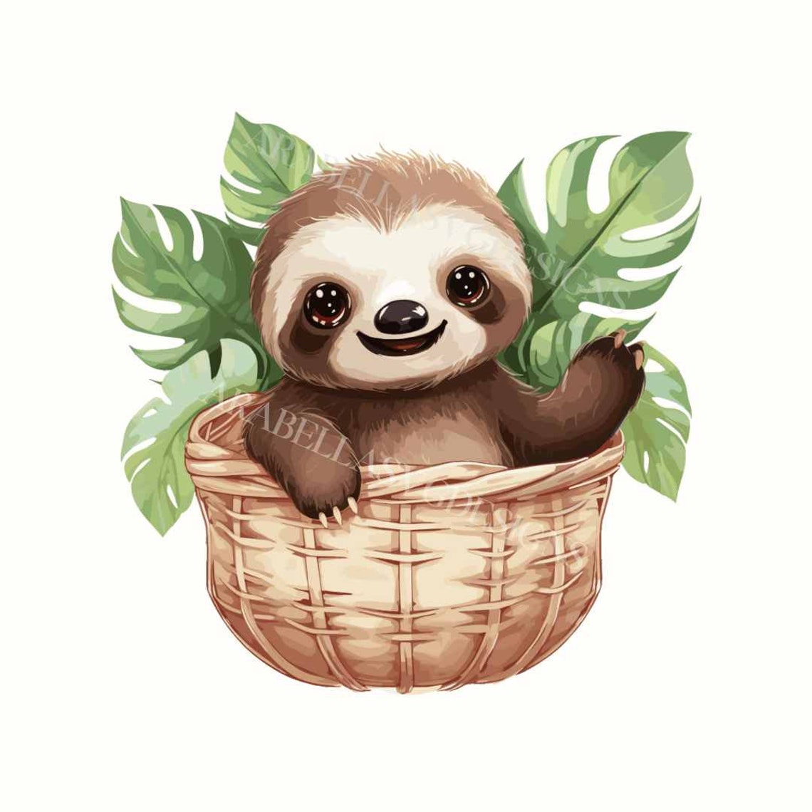 3 Cartoon Baby Sloth SVG, Jungle Animals Clipart, Hanging Sloth, Sloth ...