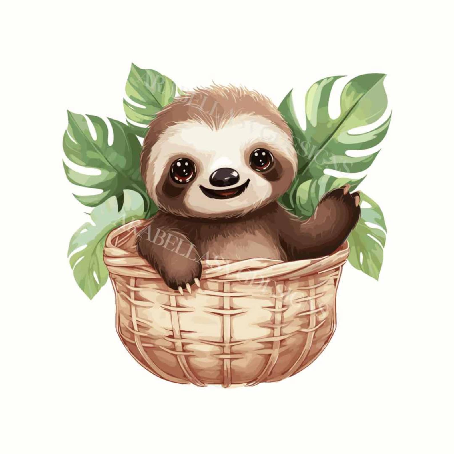 3 Cartoon Baby Sloth SVG, Jungle Animals Clipart, Hanging Sloth, Sloth ...