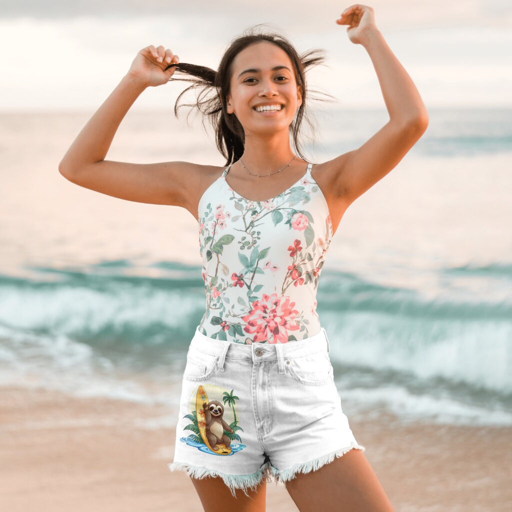 Surf Aesthetic Sloth Clipart, Surf Wear Sloth Print, Surfing Clip Art ...