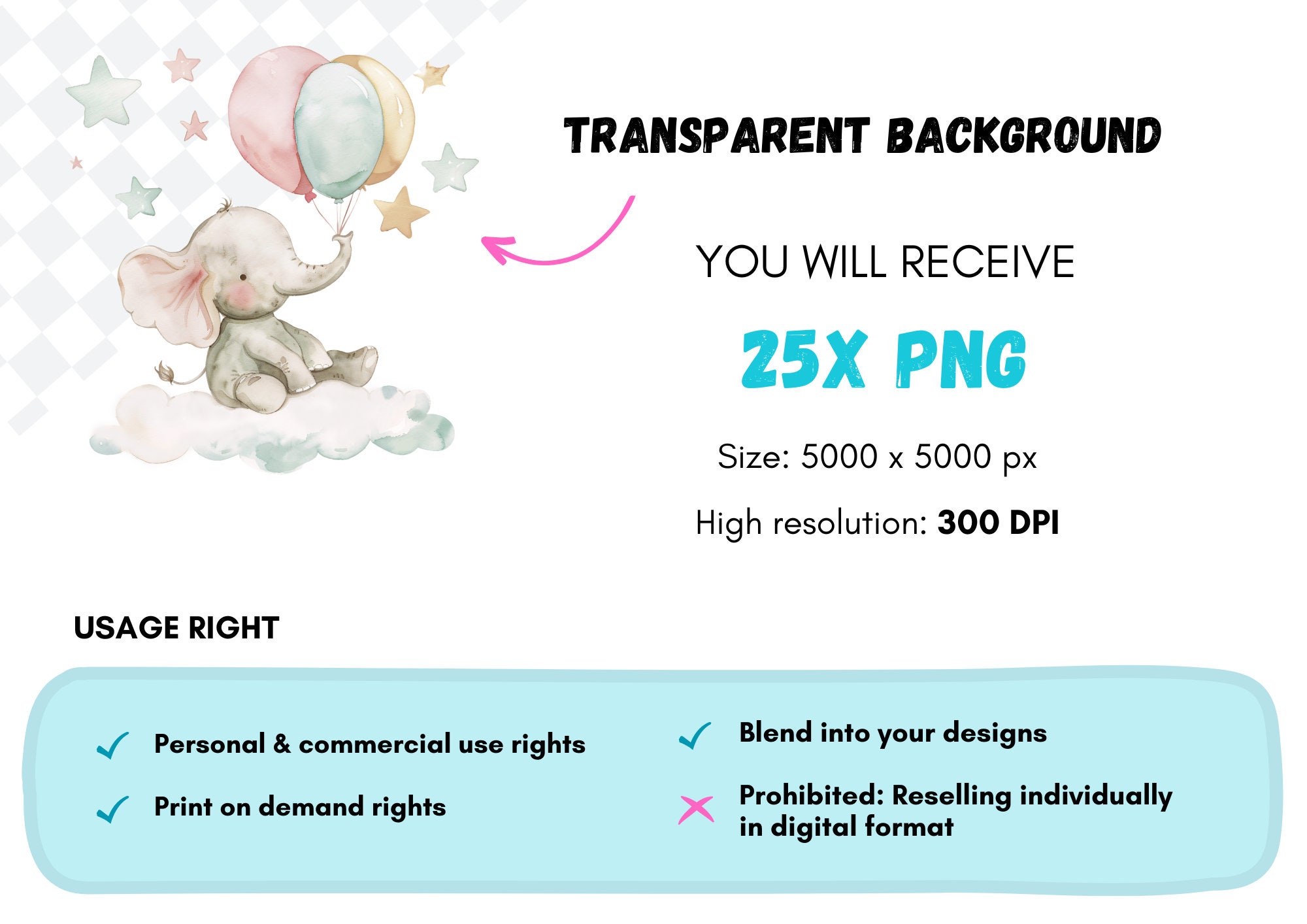 25 Watercolor Elephant Clipart, Pastel Colors, Elephant Balloon ...