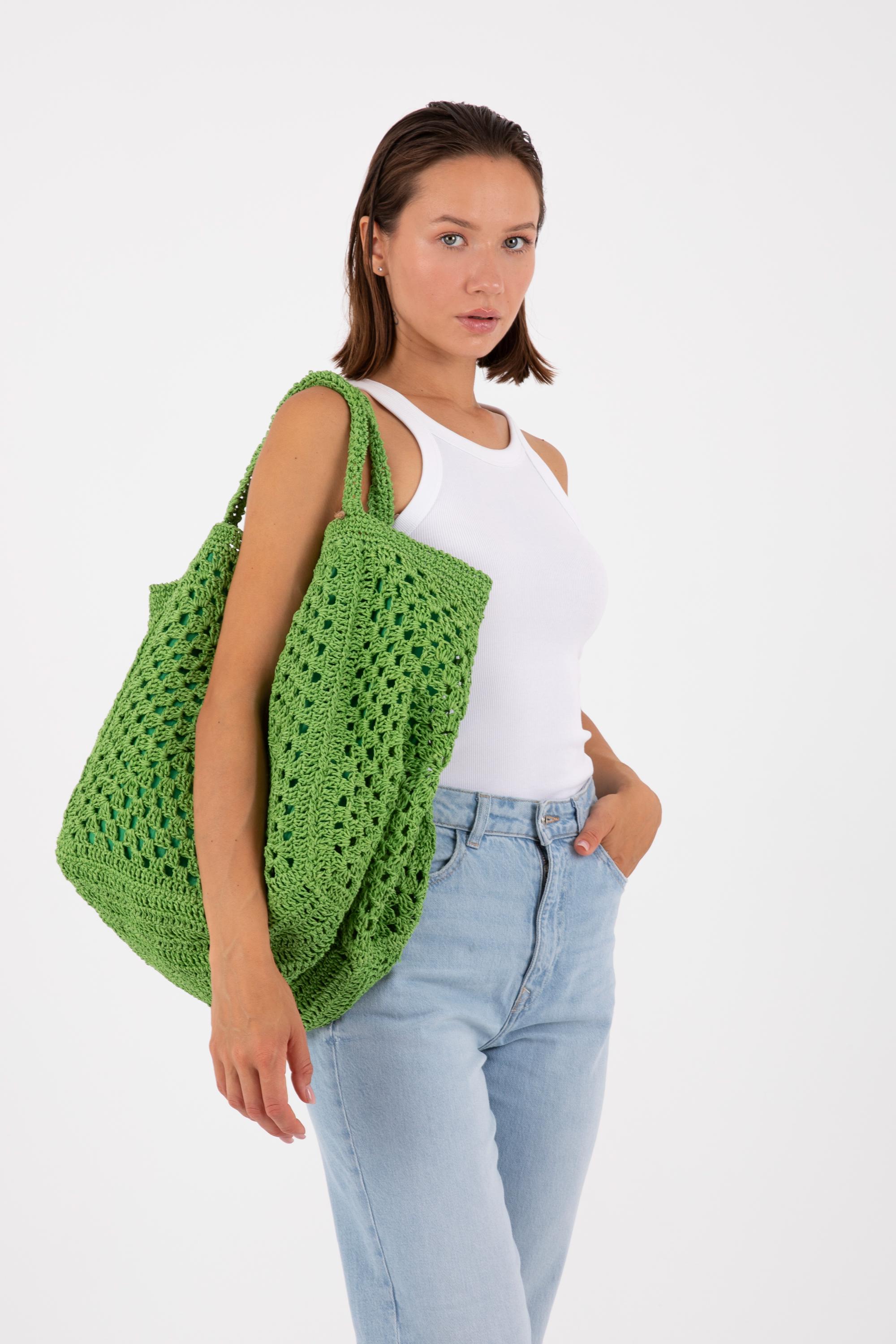 Handmade Green Granny Square Design Crochet Tote Bag, Eco-friendly ...