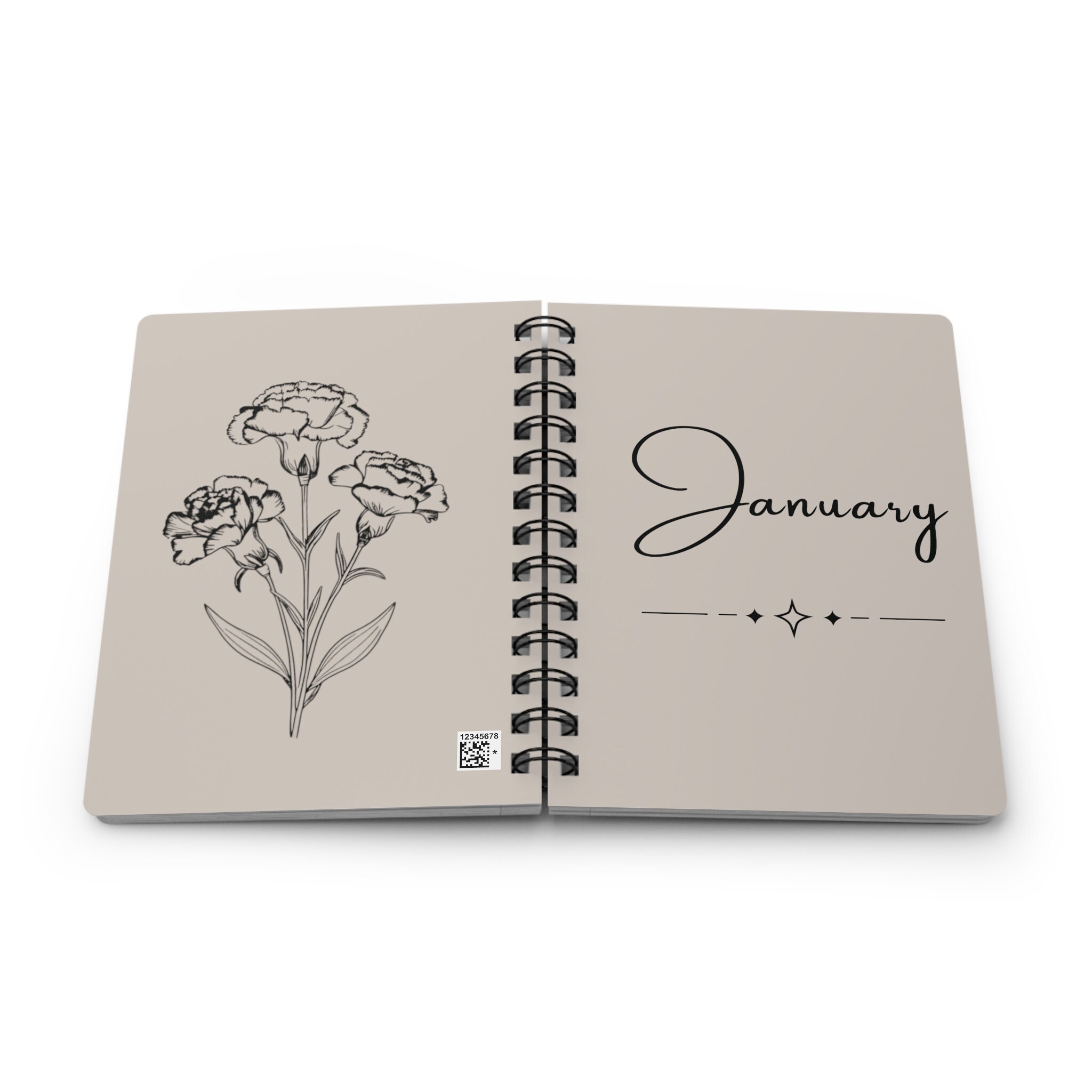 January Birth Flower Spiral Bound Notebook, Birth Month Flower Gift ...