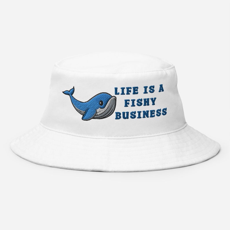 Fish Embroidered Bucket Hat, Mens Summer Bucket Hat, Cute Sun Hat, Life ...