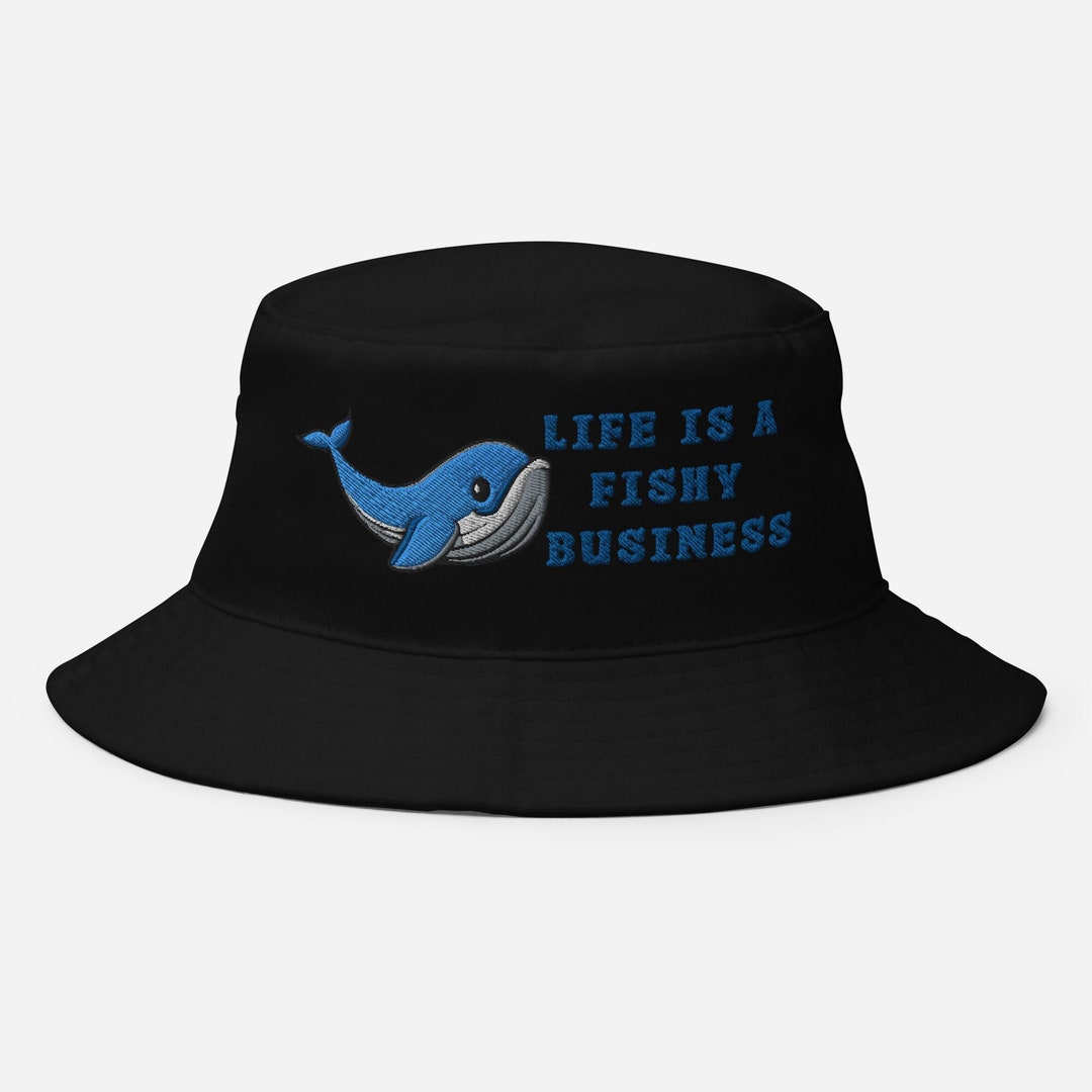Fish Embroidered Bucket Hat, Mens Summer Bucket Hat, Cute Sun Hat, Life ...