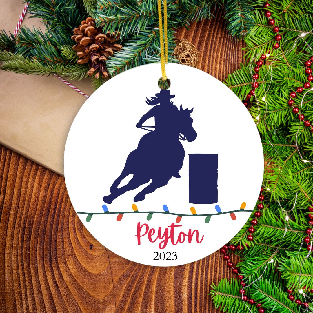 Custom Christmas Ornament, Barrel Racing Gift, Horse Lover, Rodeo Girl ...