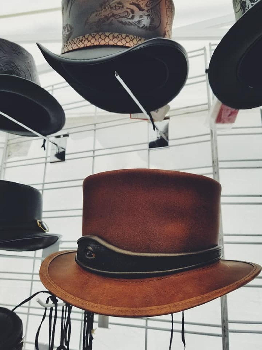 Brown Leather Hat Eye Band Style Top Hat Hand Made Top Hat - Etsy