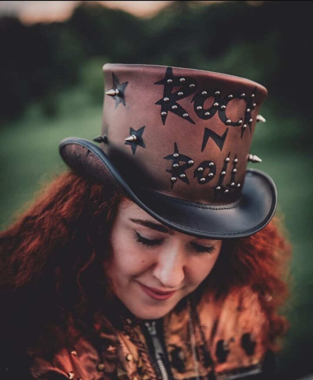 Black Leather Hat Rock & Roll Style Top Hat Hand Made Top Hat - Etsy