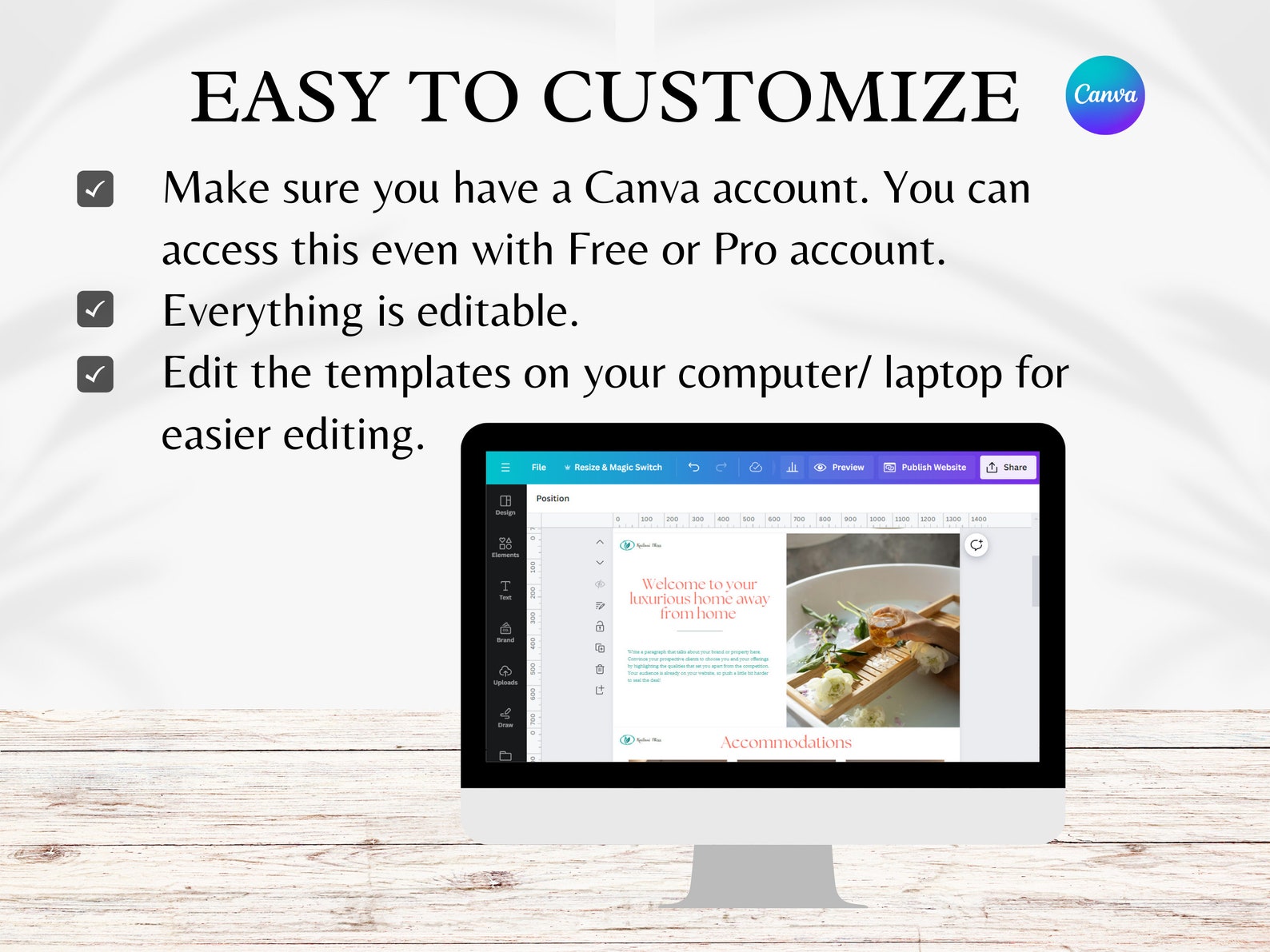 Canva Website Template | Editable Landing Page Booking Customizable ...