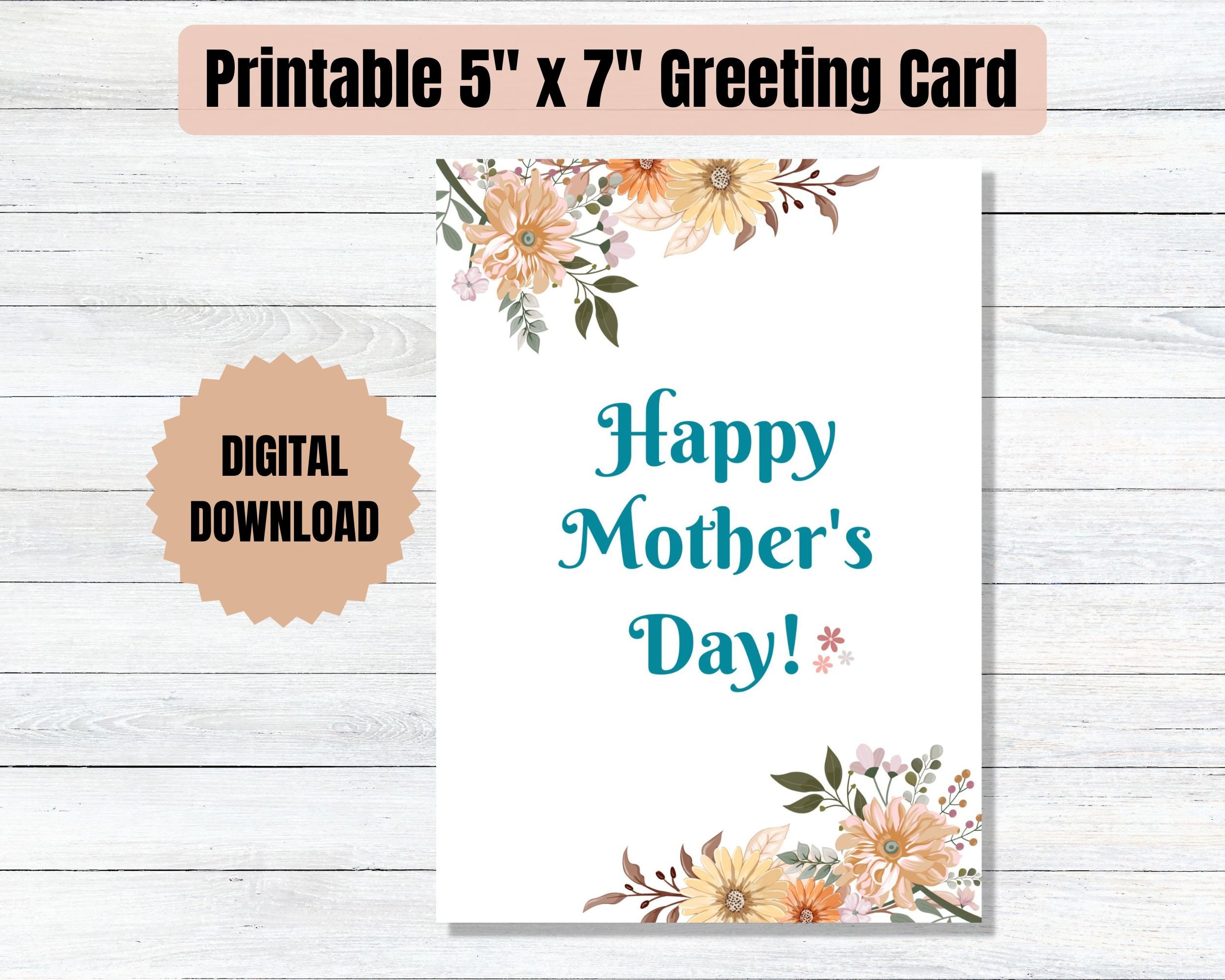 Happy Mothers Day Card Digital Download | Printable Greeting Card ...