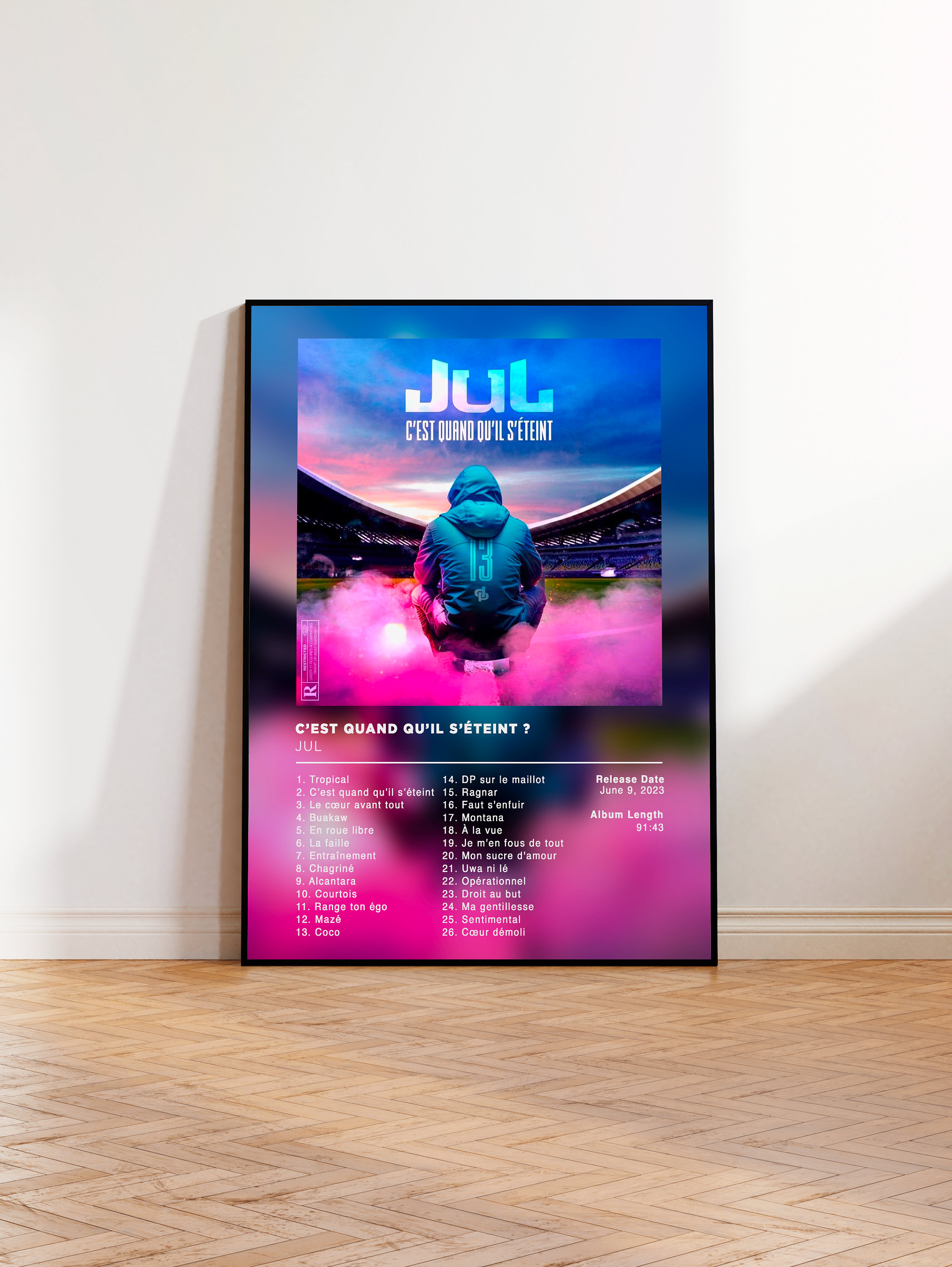 Album Poster C'est quand qu'il s'etéint de Jul, rap posters, album cover, album wall art, custom ...