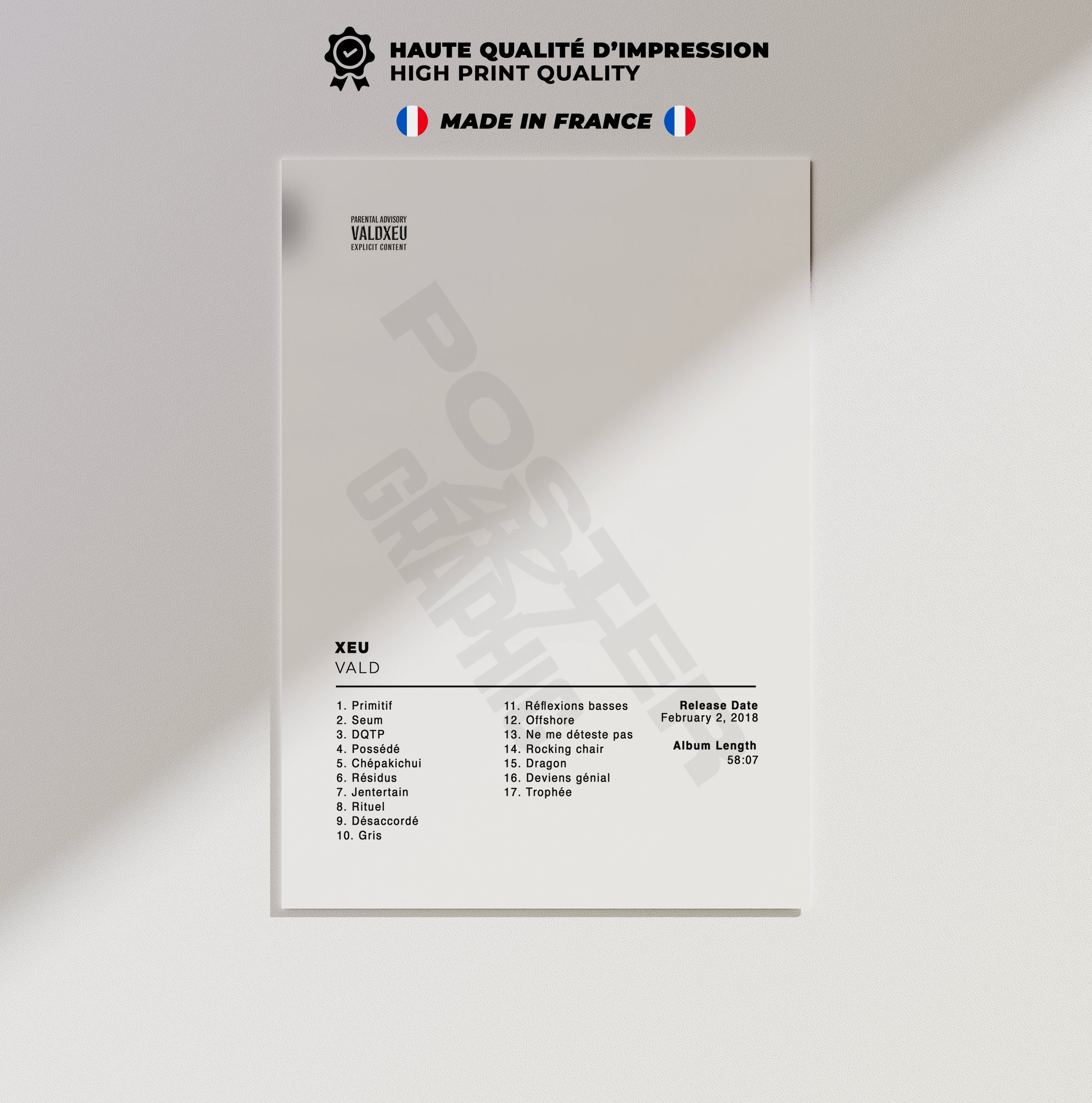 Album Poster Xeu De Vald, Rap Posters, Album Cover, Album Wall Art ...