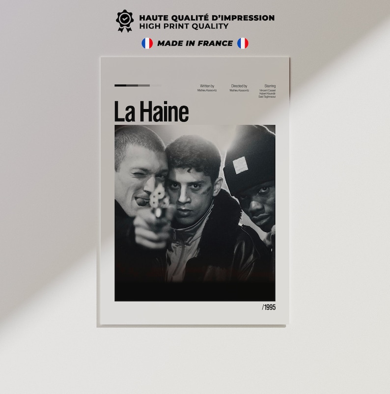 La Haine Film Poster, Minimalist Movie Poster, Custom Poster, Classic ...
