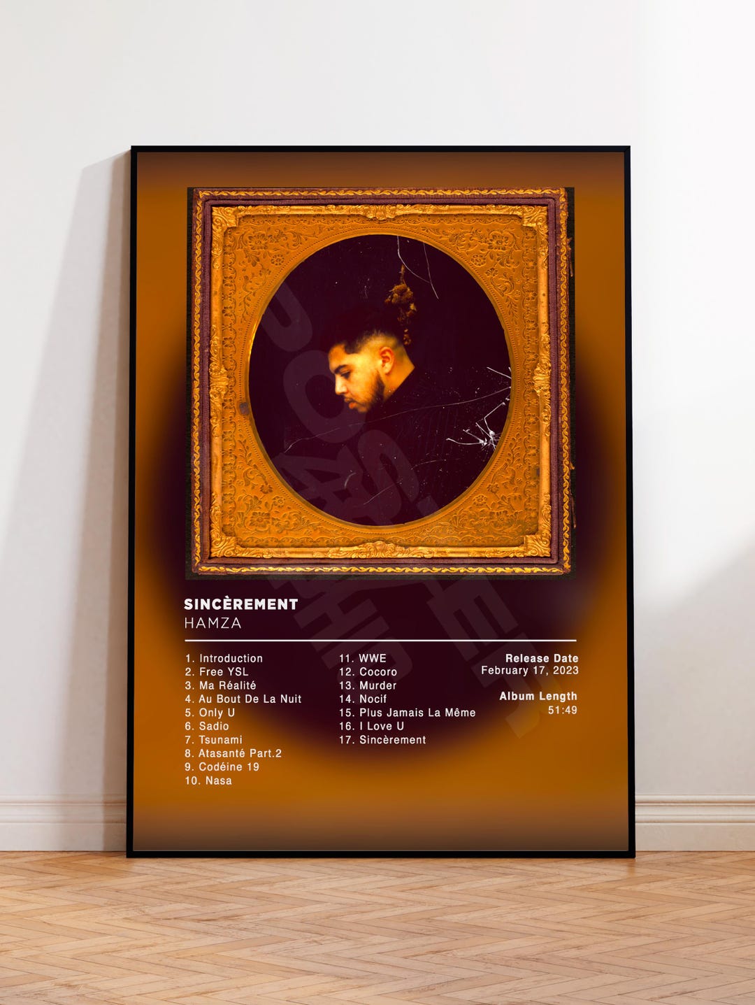 Album Poster Sincerely by Hamza, Rap Posters, Album Cover, Album Wall ...