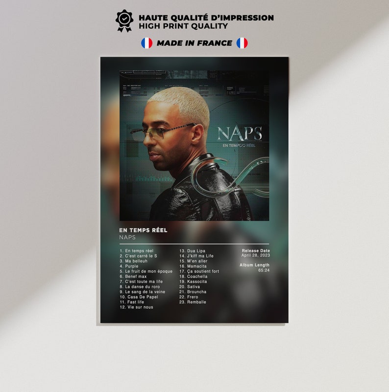 Naps Real Time Album Poster, Rap Posters, Album Cover, Album Wall Art ...
