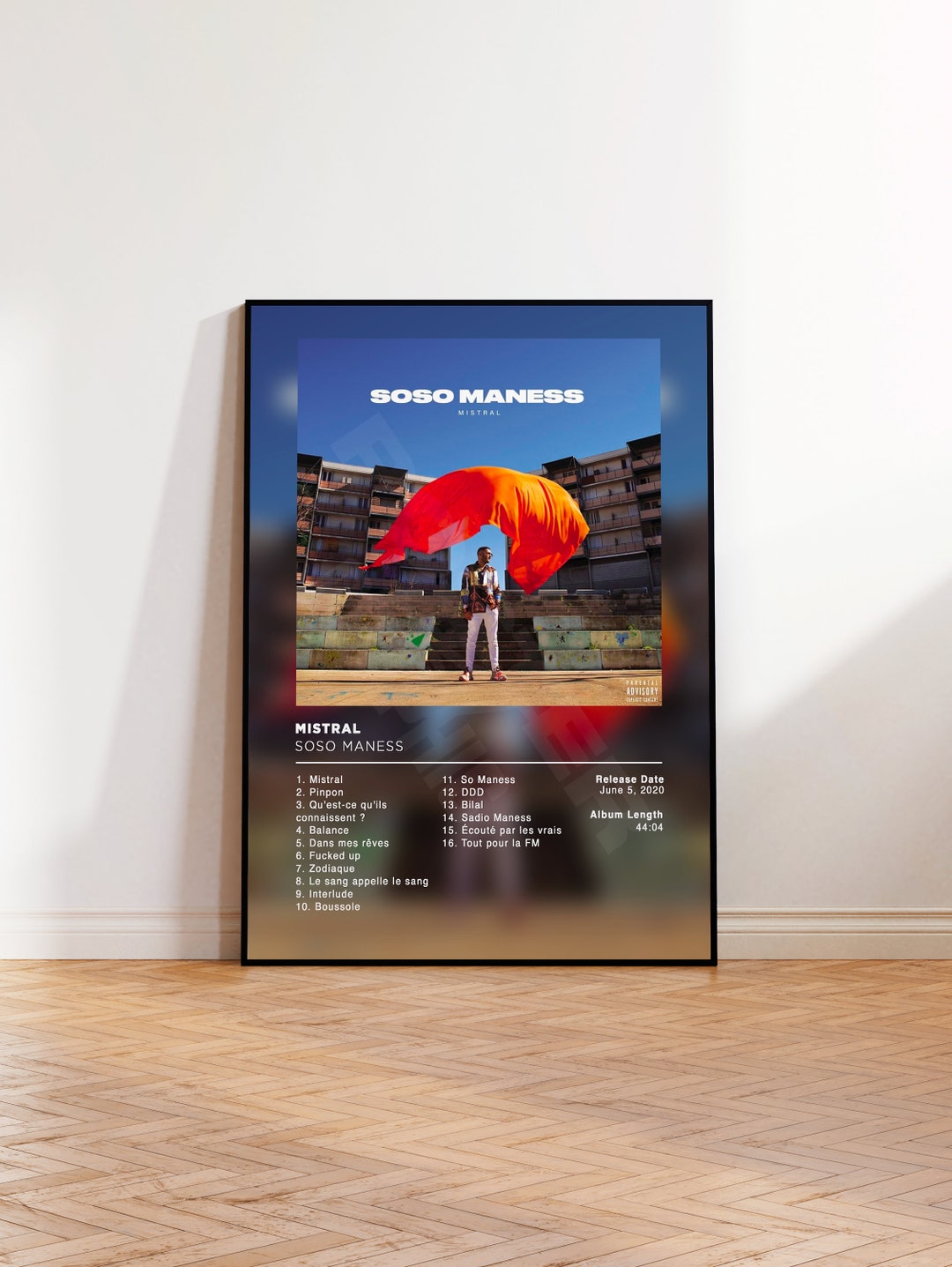 Album Poster Mistral de Soso Maness, rap posters, album cover, album wall art, custom album ...