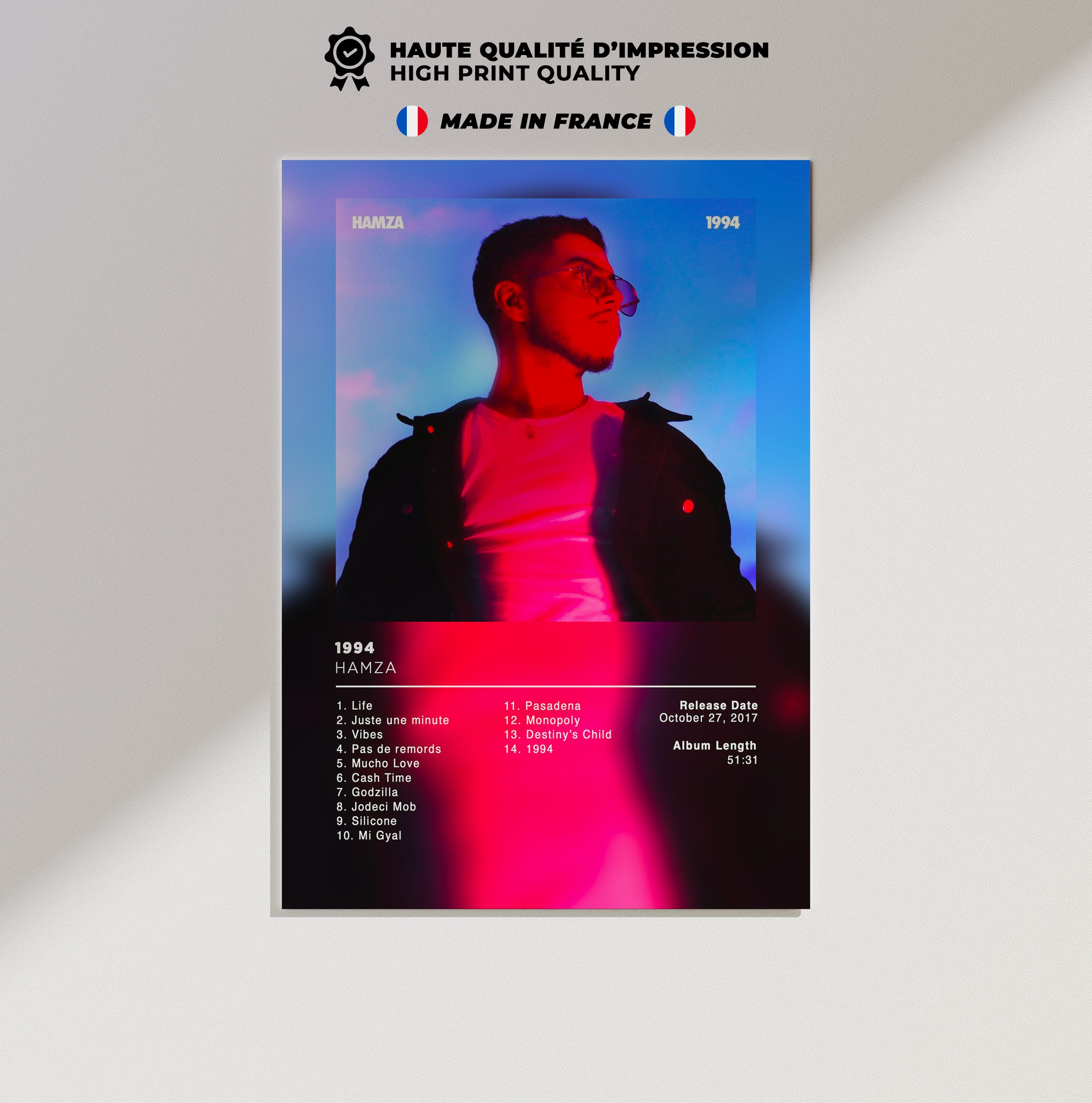 Album Poster 1994 de Hamza, rap posters, album cover, album wall art ...