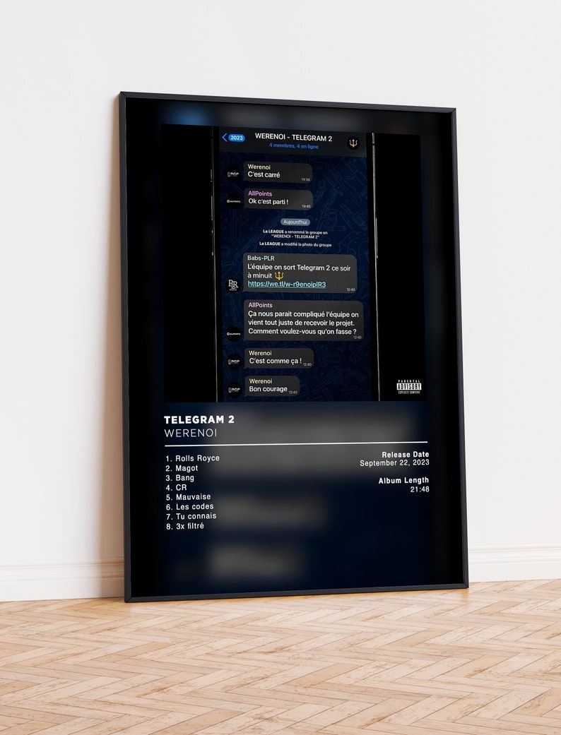 Album Poster Telegram 2 by Werenoi Rap Posters Album Cover - Etsy