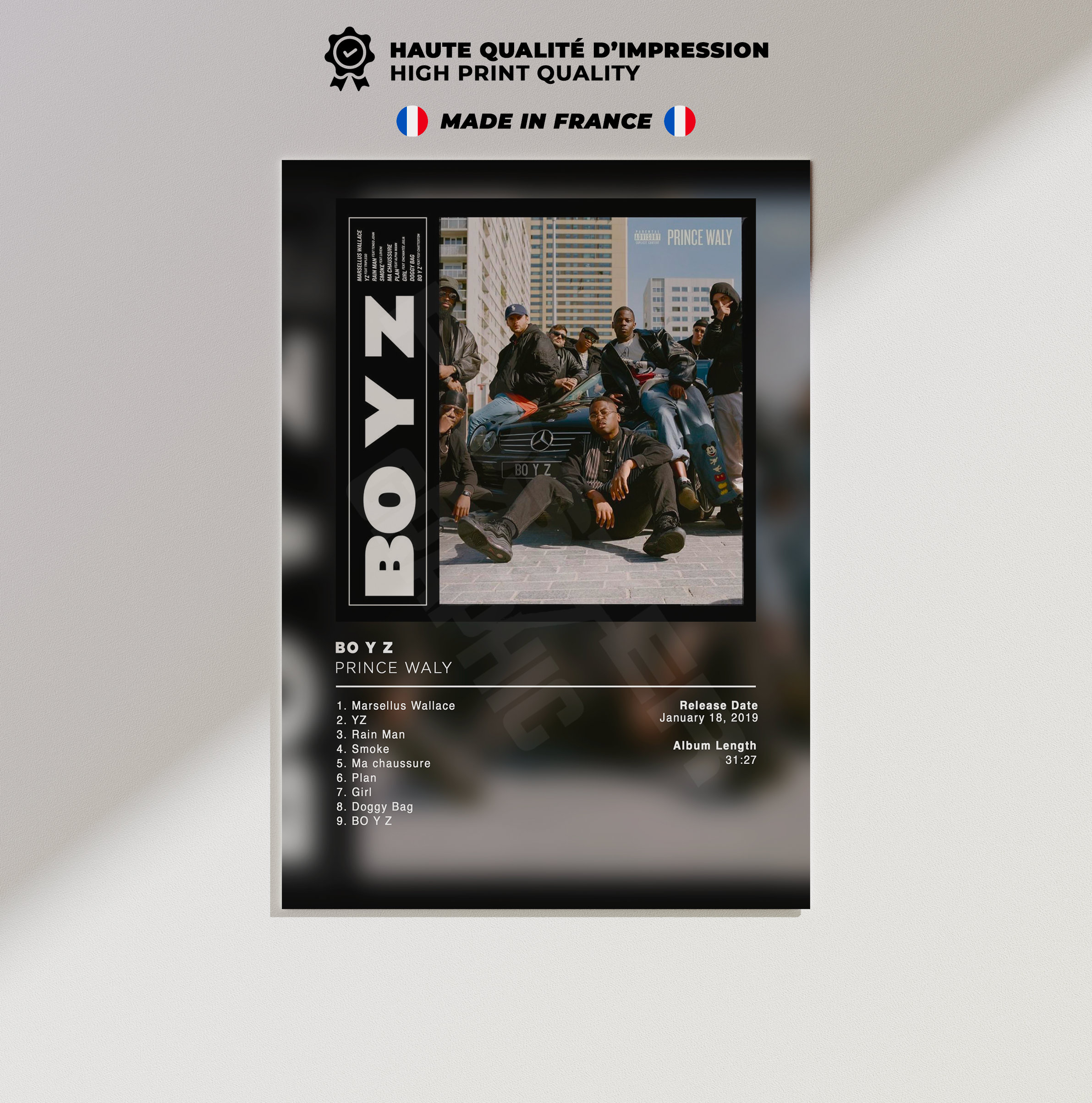 Album Poster BO Y Z by Prince Waly, Rap Posters, Album Cover, Album ...