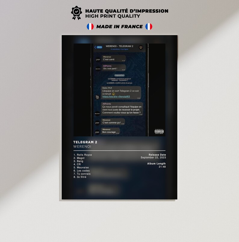 Album Poster Telegram 2 by Werenoi Rap Posters Album Cover - Etsy