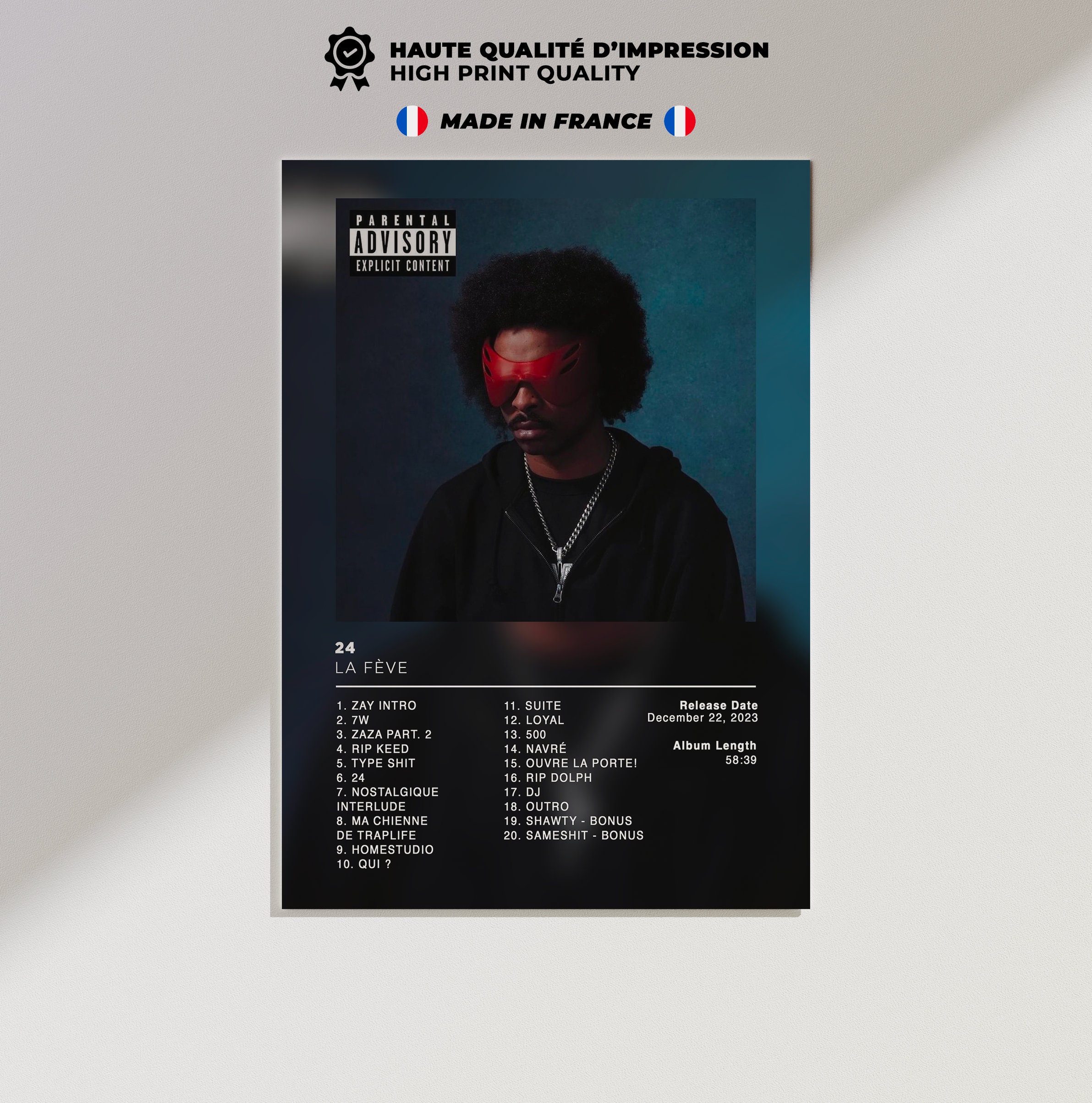 Album Poster 24 de La Fève, rap posters, album cover, album wall art ...