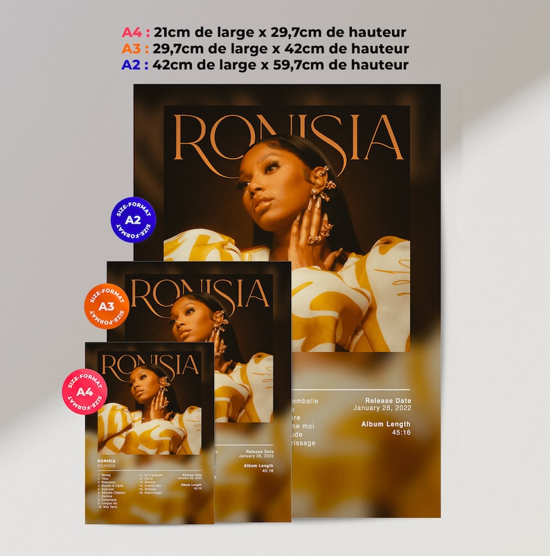 Album Poster Ronisia de Ronisia, album cover, album wall art, custom album poster - Etsy France