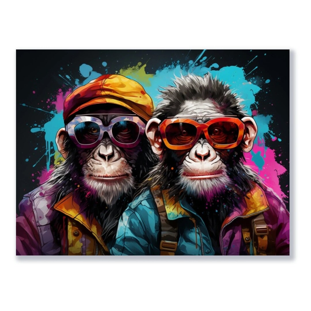 Colorful Primate Parade Poster, Wall Art for Living Room, Bedroom as ...