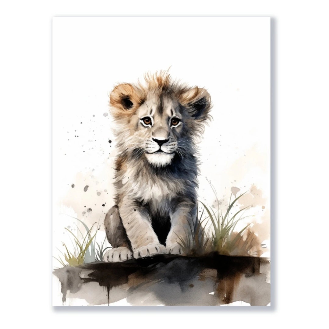 Lively Lion Cub Poster, Wall Art for Living Room, Bedroom as Canvas ...