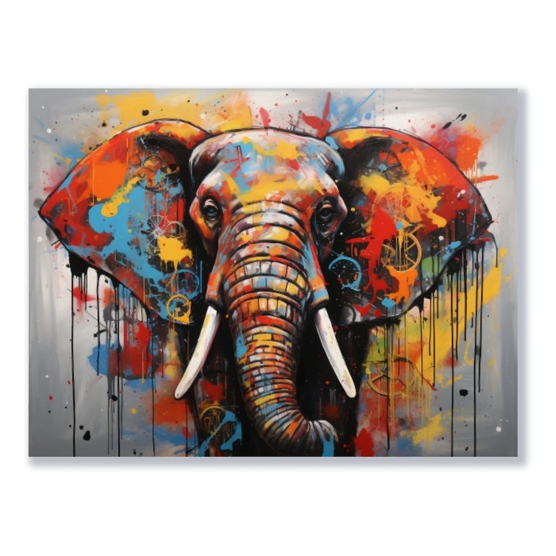 Colorful Elephant Poster, Wall Art for Living Room, Bedroom as Canvas ...