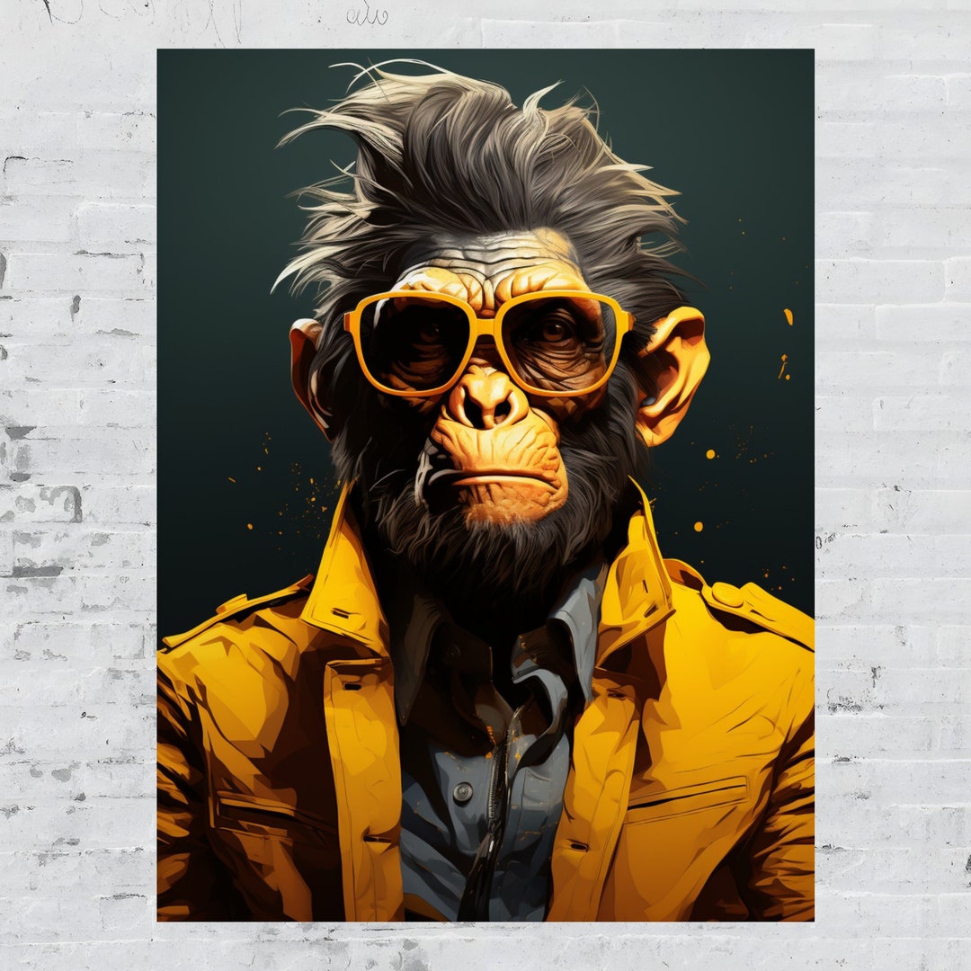 Celebrity Monkey Poster, Wall Art for the Living Room, Bedroom as a ...