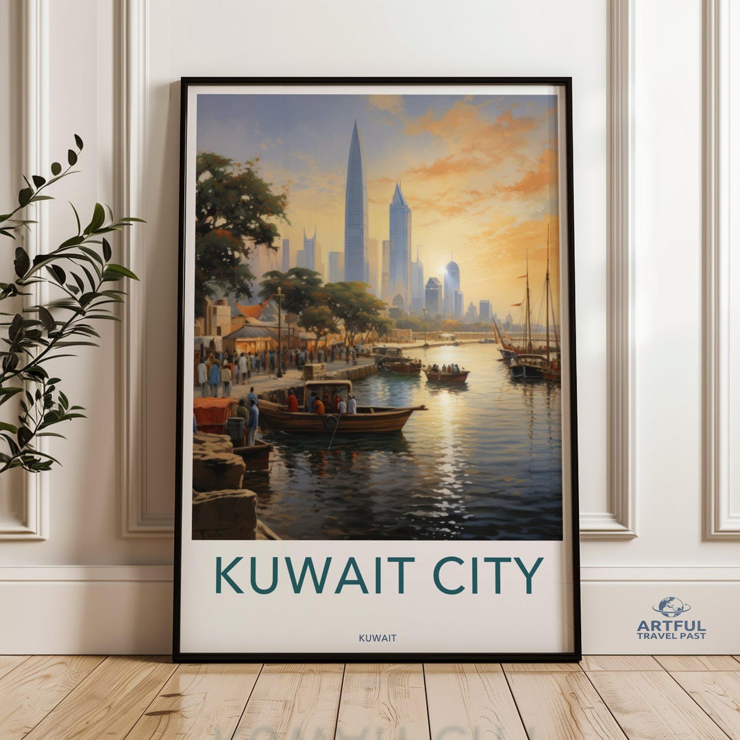 Kuwait City Wall Art, Kuwait City Skyline Print, Sonnenuntergang in ...