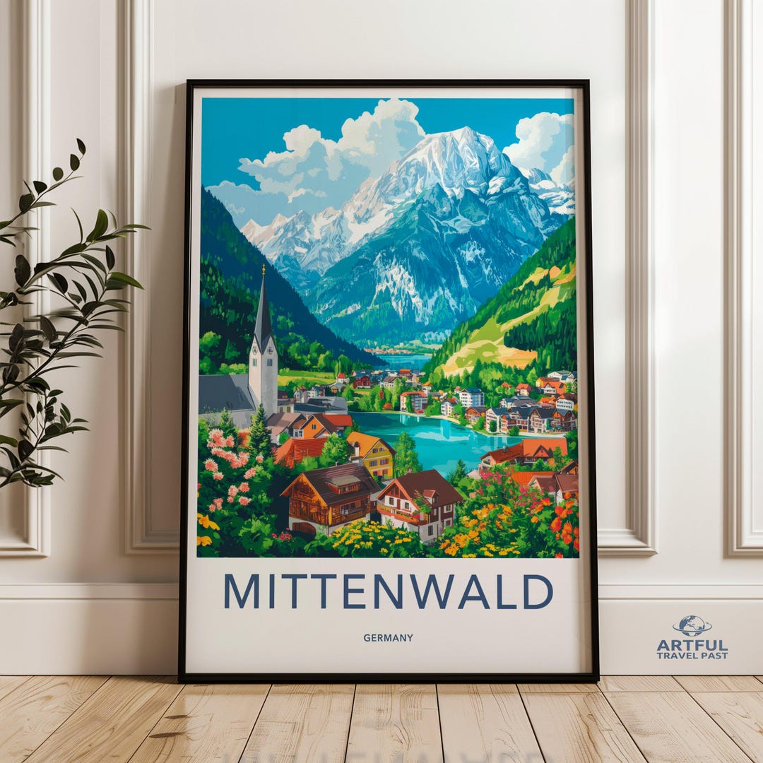 Mittenwald Germany Wall Art Print, Mountain Village Artwork Poster ...