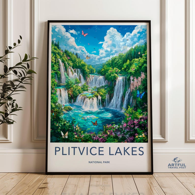 Plitvice Lakes National Park Wall Art, Beautiful Nature Waterfall Scene ...