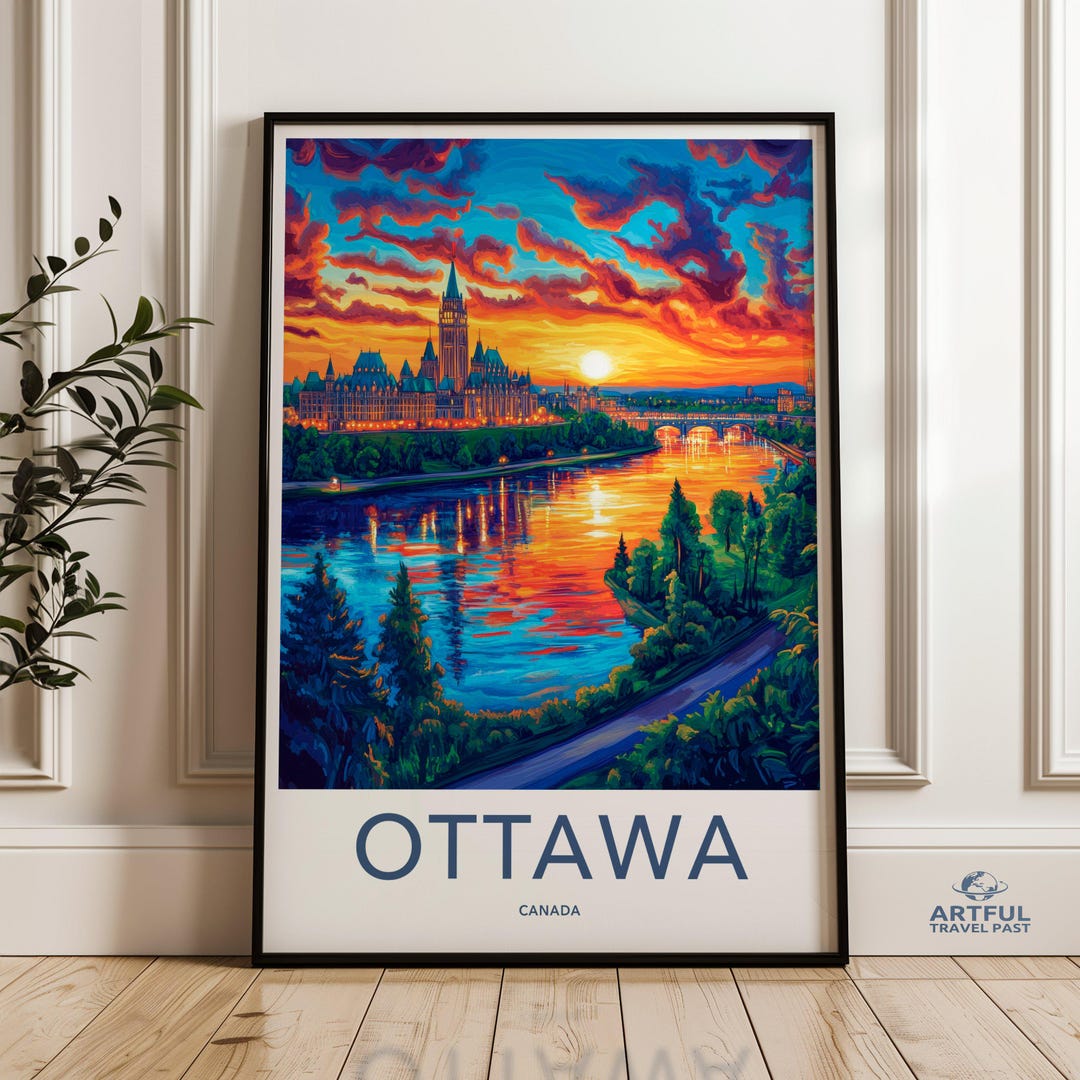 Ottawa Canada Wall Art, Colorful Sunset Skyline, Cityscape Print ...