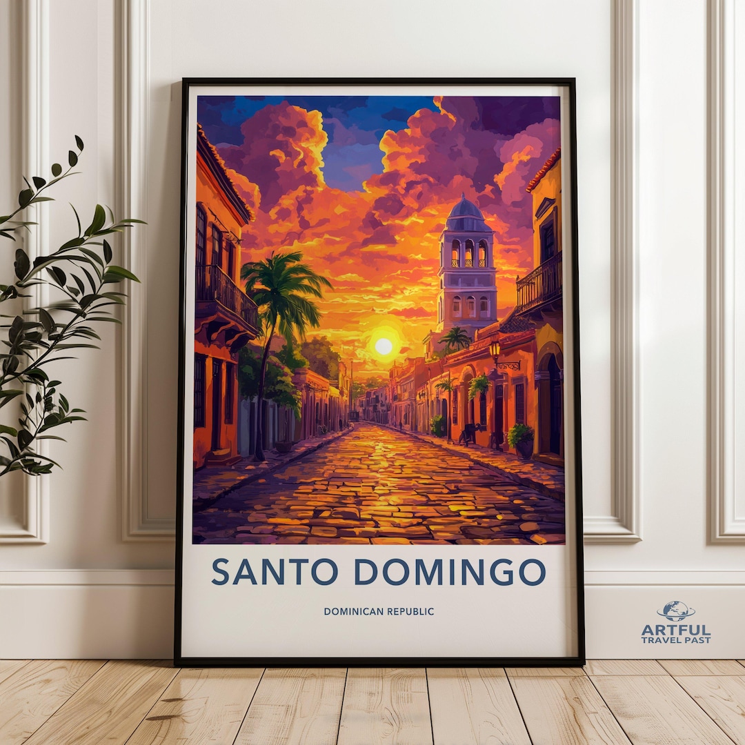 Dominican Republic Wall Art Decor, Vibrant Sunset Cityscape Print ...