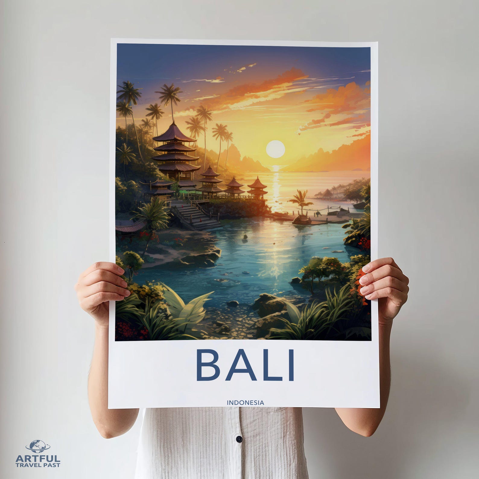Bali Indonesia Wall Art, Tropical Sunset Landscape Print, Exotic Island ...
