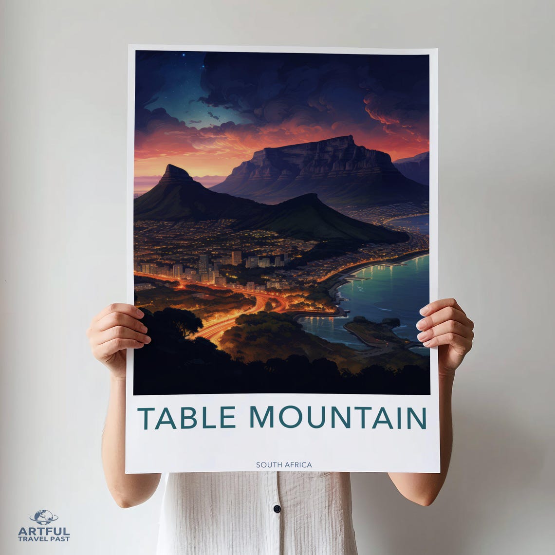 Table Mountain Wall Art Print, Cape Town Landscape, Sunset Over Table ...