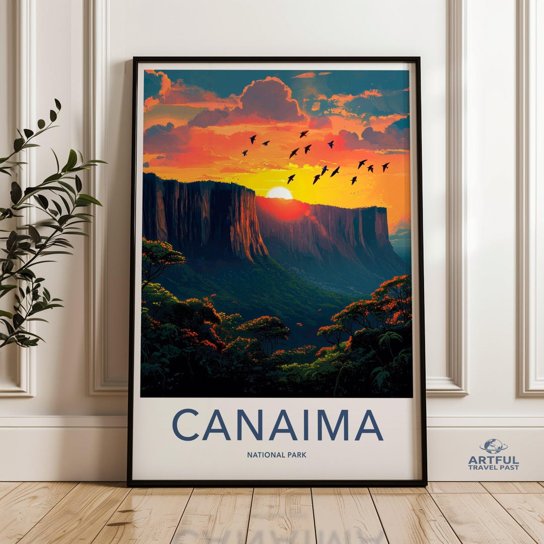 Canaima National Park Wall Art, Nature Landscape Print, Sunset Scene ...