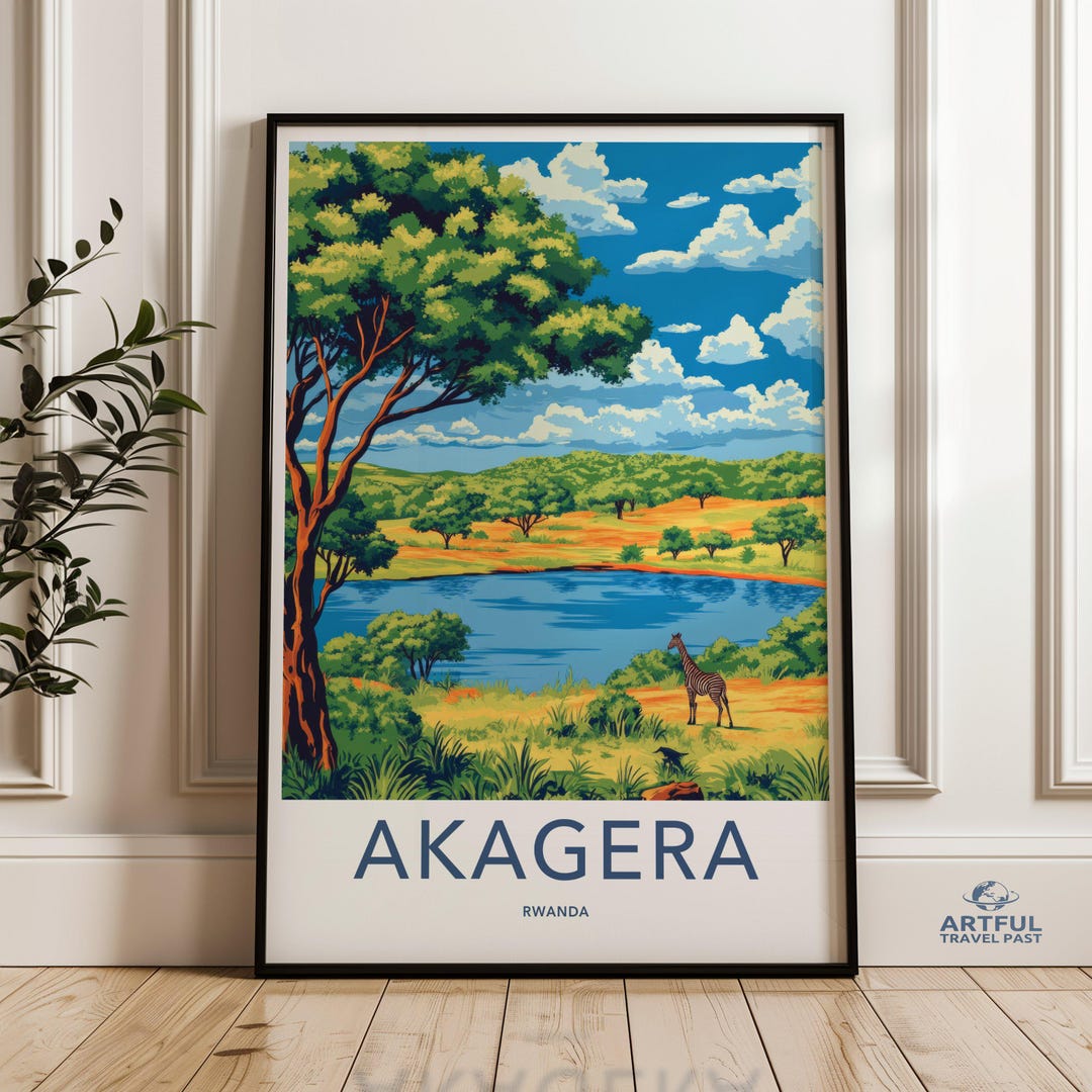 Akagera National Park Poster, Rwandan Landscape Wall Art, Safari ...