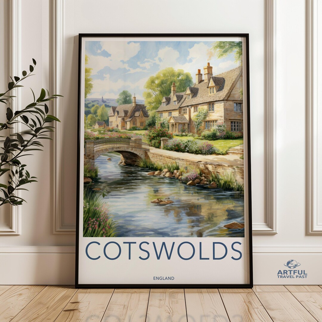 Cotswolds Wall Art Print, English Countryside Decor, Scenic Village ...