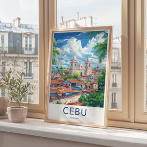 Vintage Cebu Travel Poster, Philippines Cityscape Wall Art Print ...