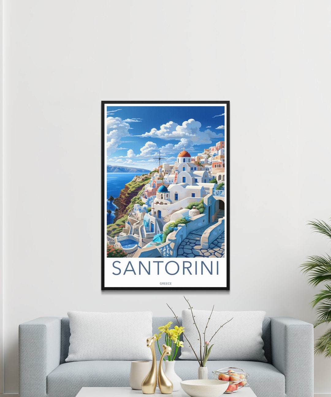 Santorini Greece Poster, Digital Download, Coastal Wall Art Print ...