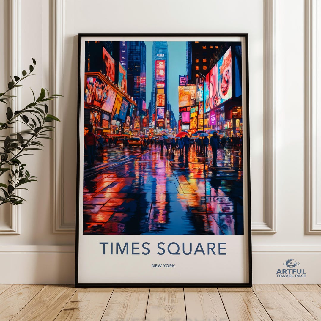 Times Square Wall Art, New York City Poster, Vibrant Urban Decor ...