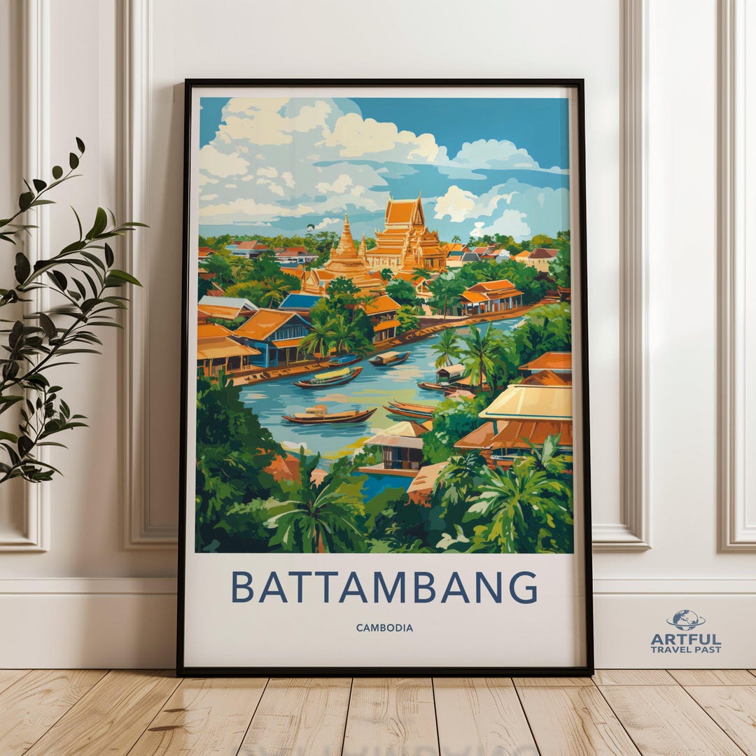 Battambang Cambodia Wall Art Print, Vibrant Landscape Poster, Southeast ...