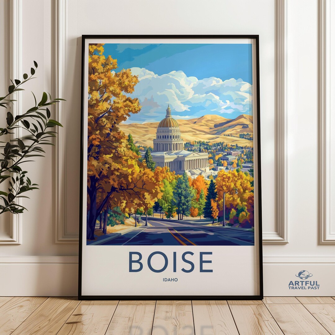 Boise Idaho Wall Art, Capitol Building Autumn Scene, Scenic Landscape ...