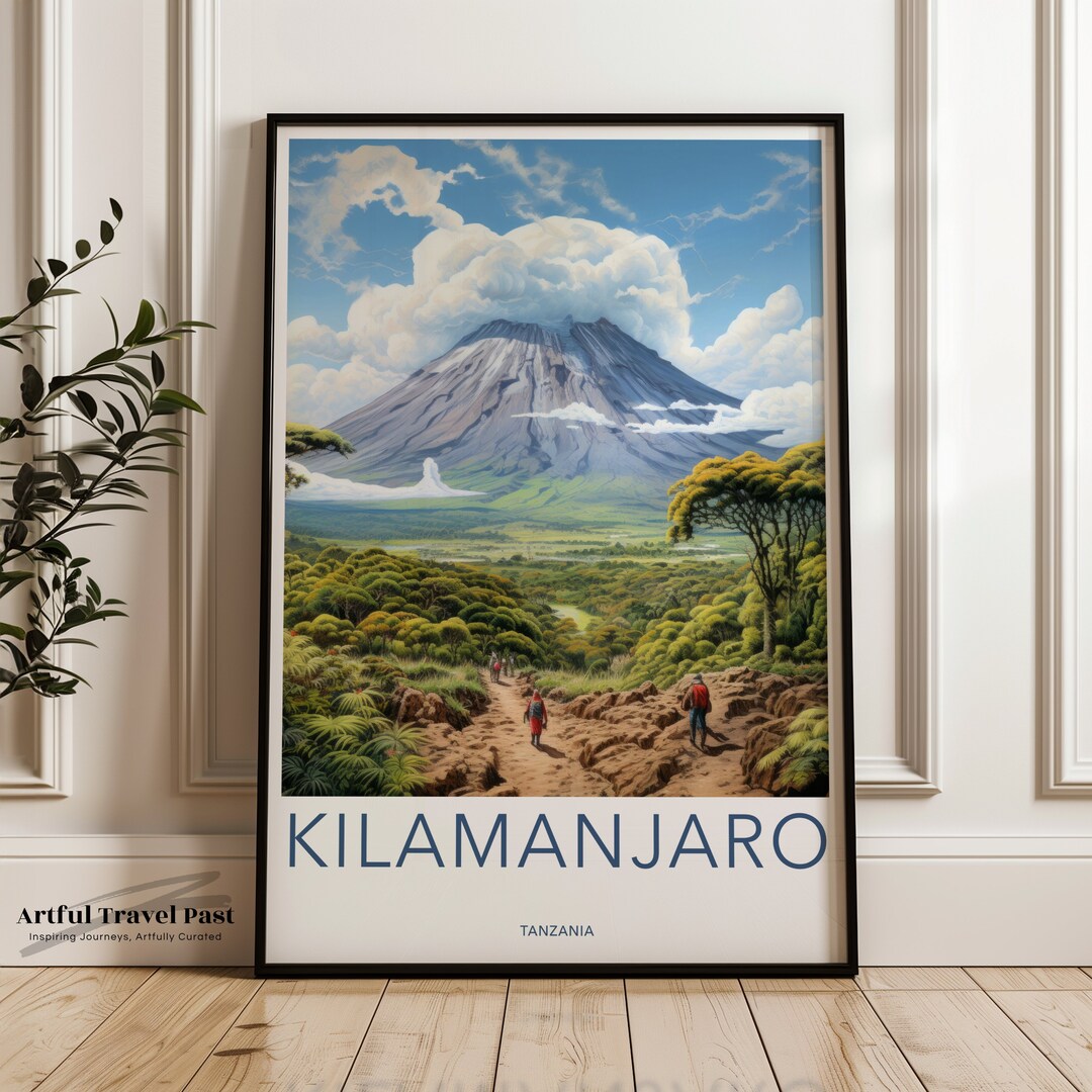 Mount Kilimanjaro Wall Art Print, Tanzania Landscape Poster, Mountain ...